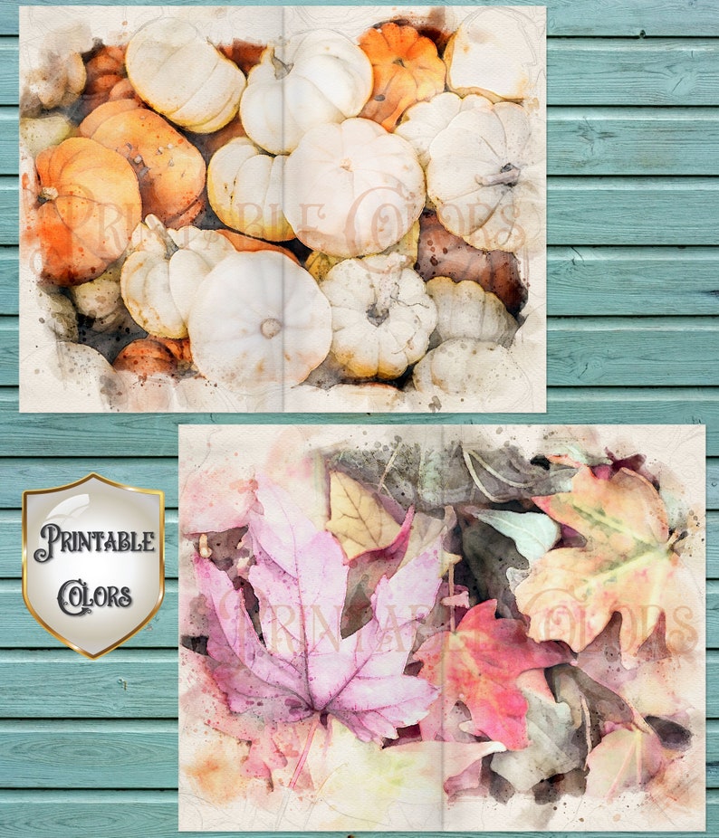 Fall Watercolor Junk Journal, Autumn Digital Papers for Scrapbooking ...