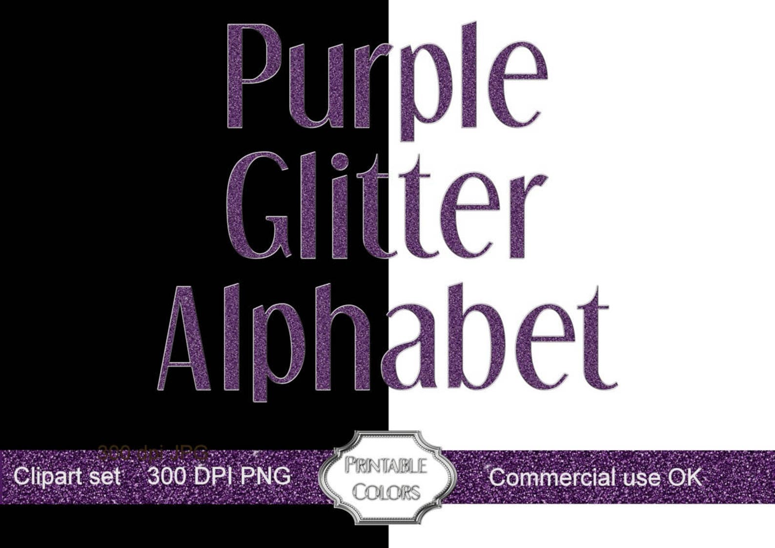 Purple Glitter Alphabet, Digital Download, Halloween Alphabet, Clip Art ...
