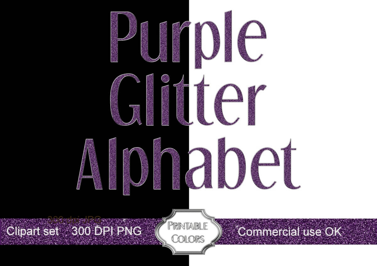 Purple Glitter Alphabet, Digital Download, Halloween Alphabet, Clip Art ...