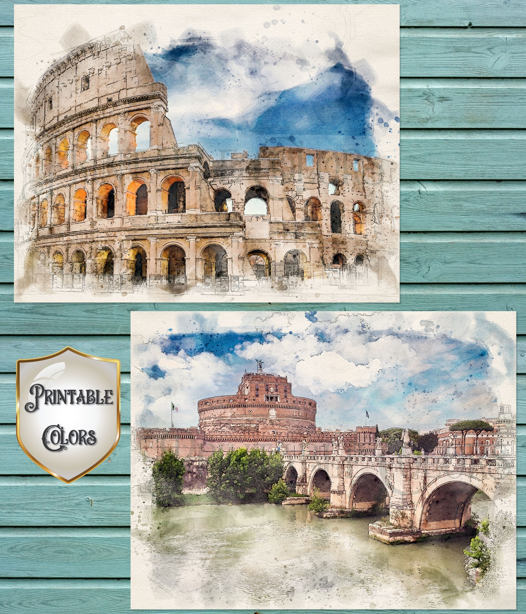 Watercolor Rome Junk Journal - Digital Download - Italy, Scenes for ...