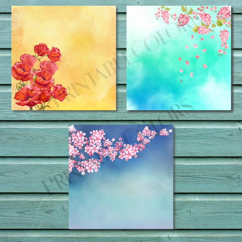 Floral Watercolor Digital Paper, Digital Download, Spring, Roses ...