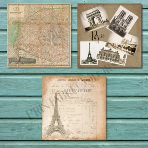 Old Paris Digital Paper, Vintage Maps, Vintage Paris, Antique Paris ...