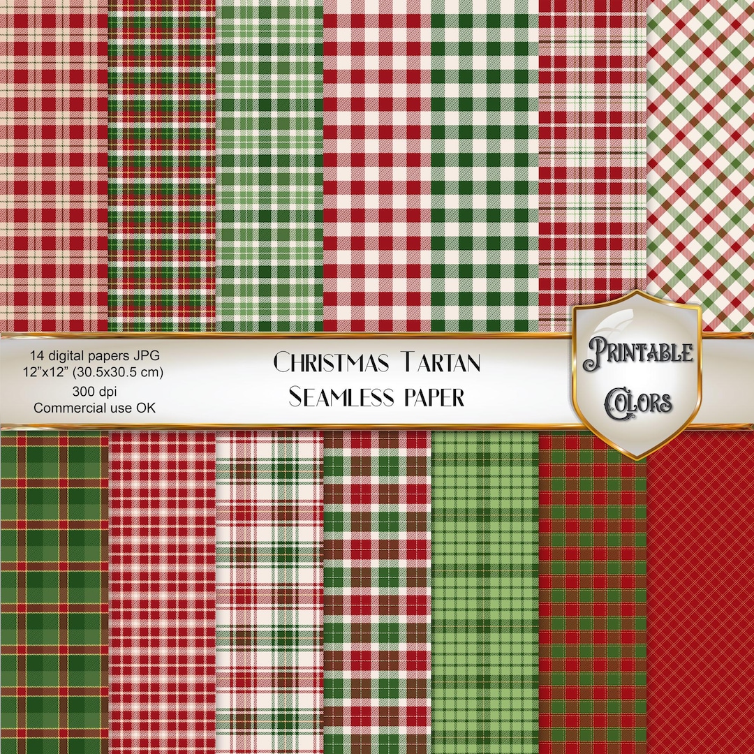 Christmas Red Green Tartan Digital Paper | Festive Seamless Scottish ...