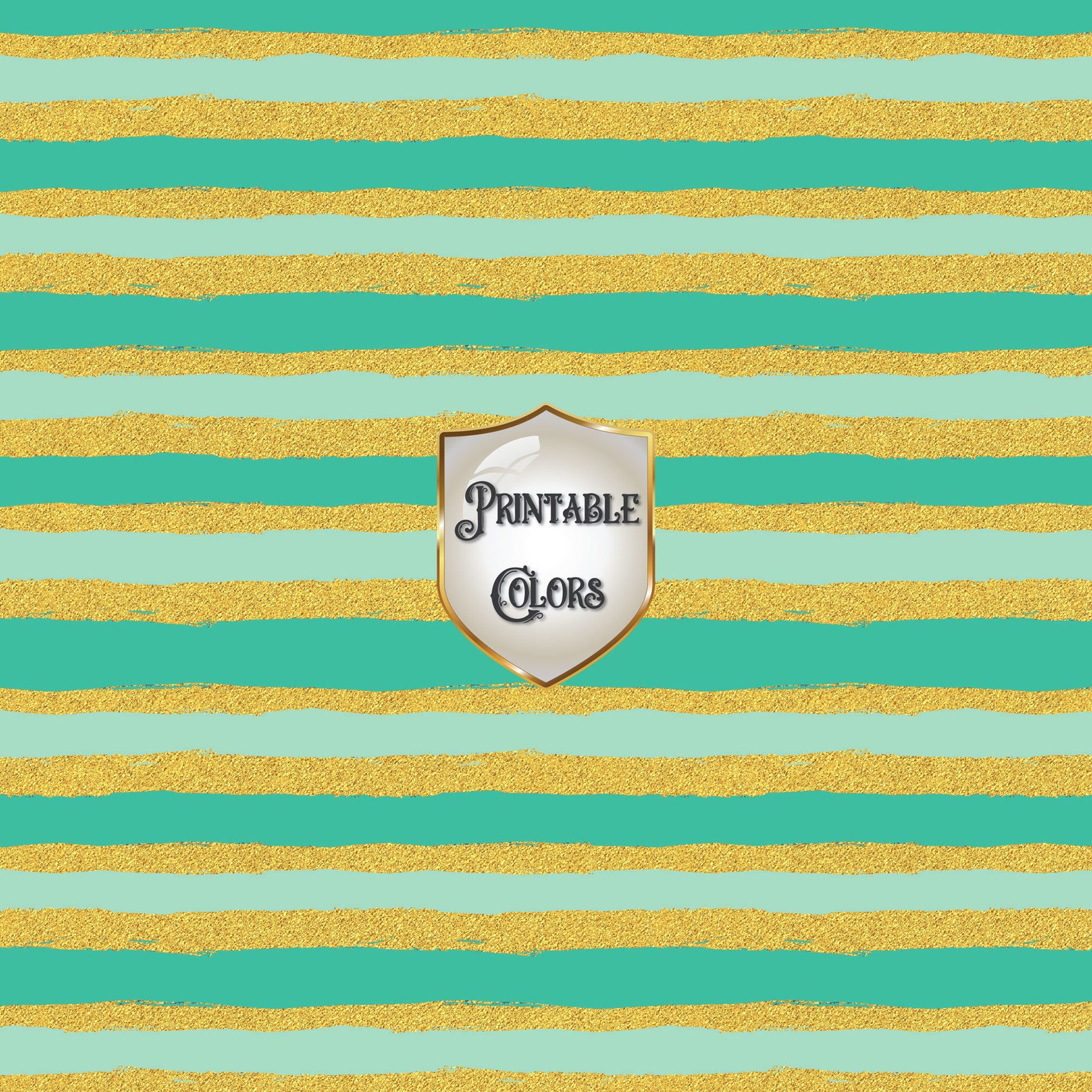 Seamless Mint Green & Gold Digital Paper, Printable Backgrounds for ...