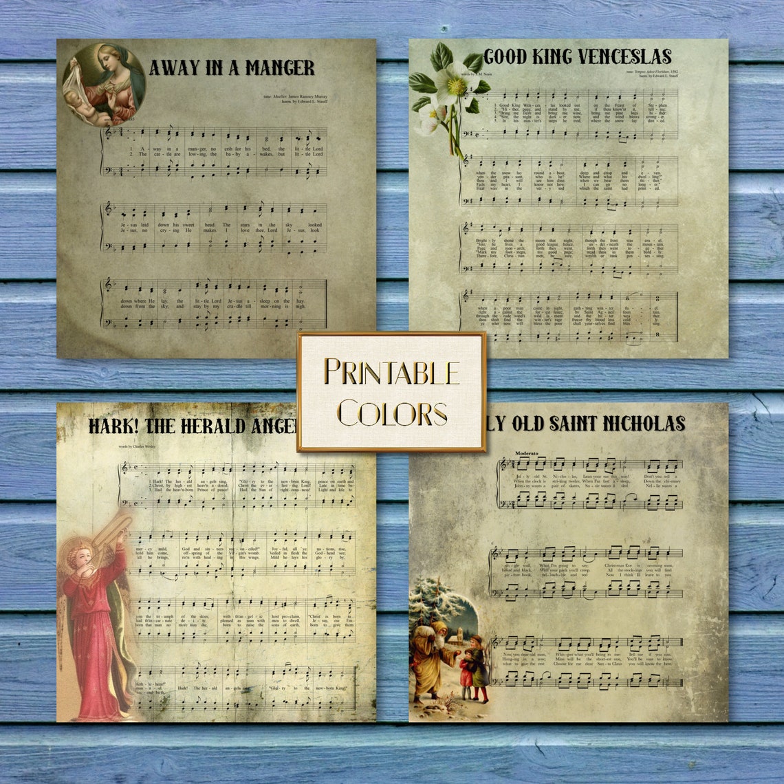 Vintage Christmas Sheet Music Digital Paper for Scrapbook - Etsy
