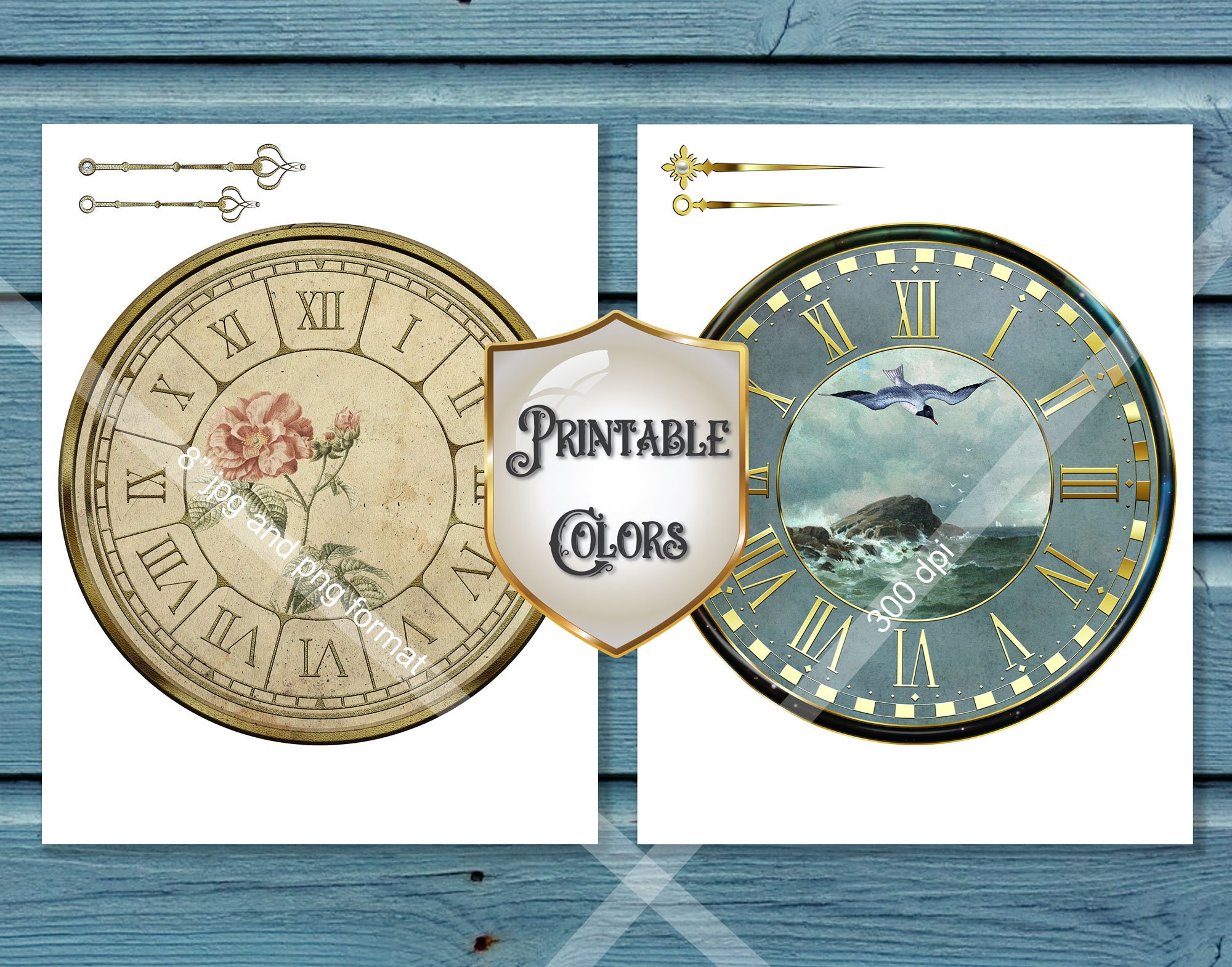 Printable Vintage Clocks, Digital Faces and Hands for Scrapbook ...