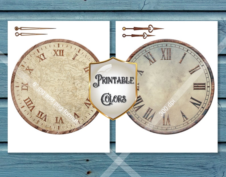 Printable Vintage Clocks, Digital Faces and Hands for Scrapbook ...