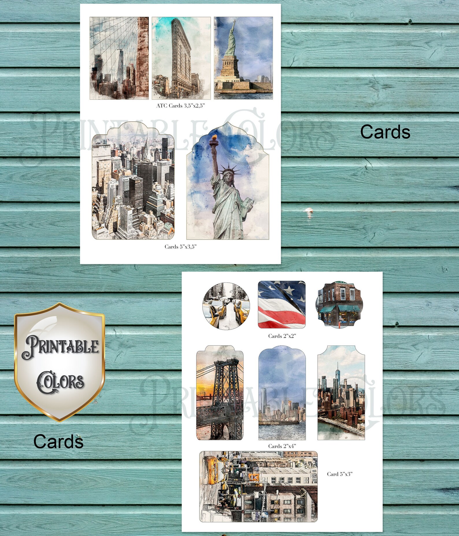 Watercolor New York Journal Ephemera - Digital Download - NYC Ephemera ...