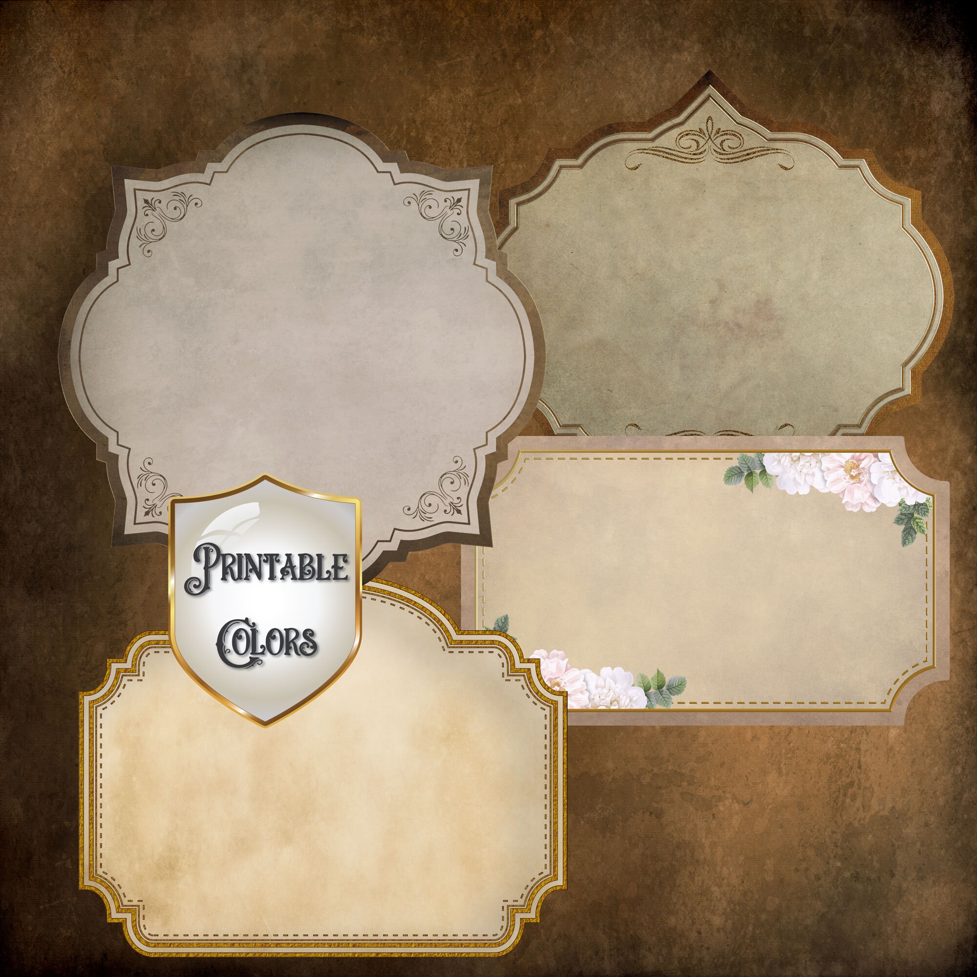 Vintage Labels Clipart, Digital Download Ancient Frames for ...