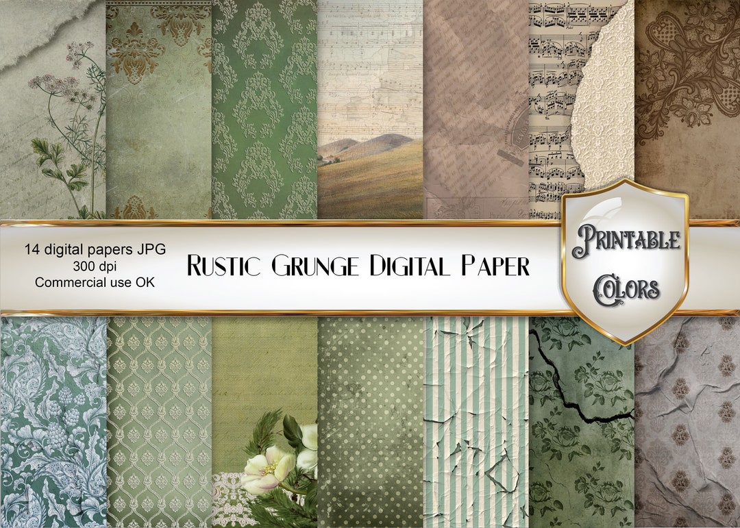 Grunge Vintage Digital Paper, Rustic Backgrounds for Scrapbooking and ...