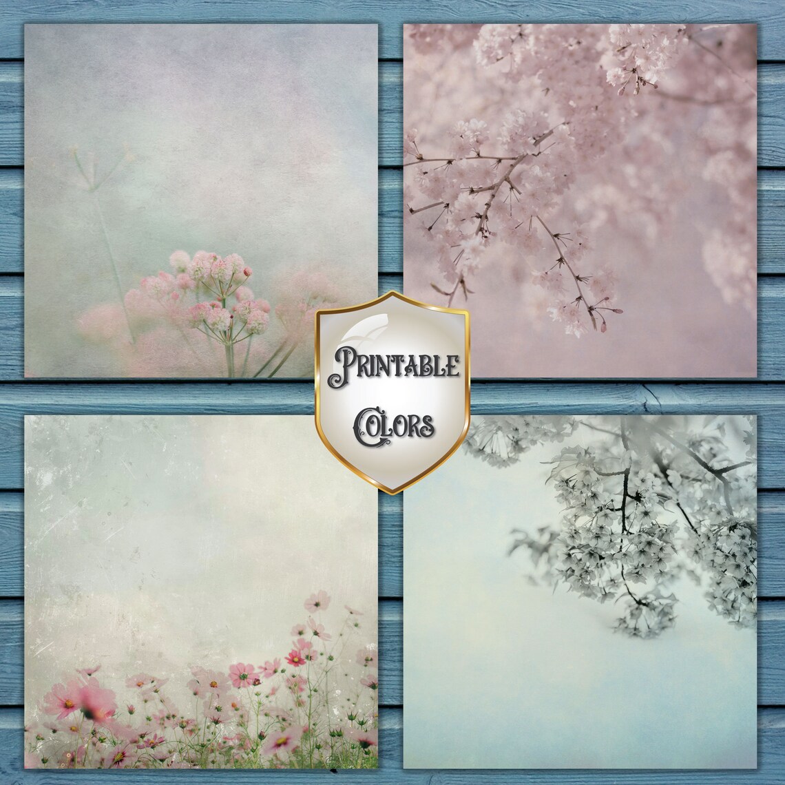 Vintage Spring Digital Paper for Scrapbooking and Decoupage. Commercial ...