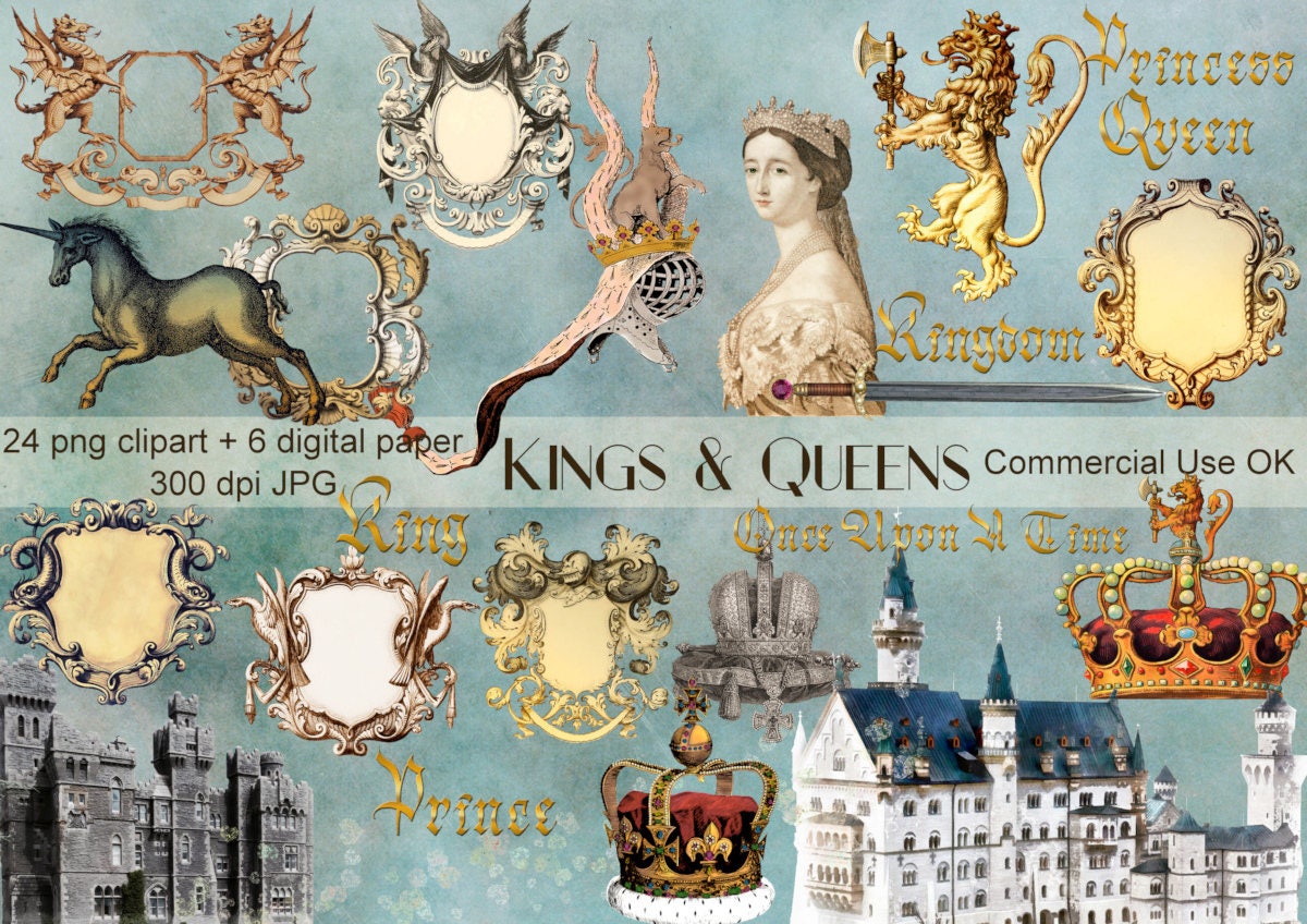 Kings Queens Clipart Digital Download Crown Clip Art - Etsy Canada