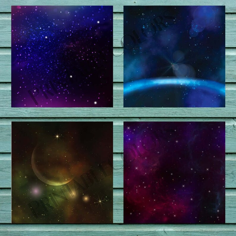 Galaxy Digital Paper, Star Scrapbook, Instant Download, Starry Sky ...