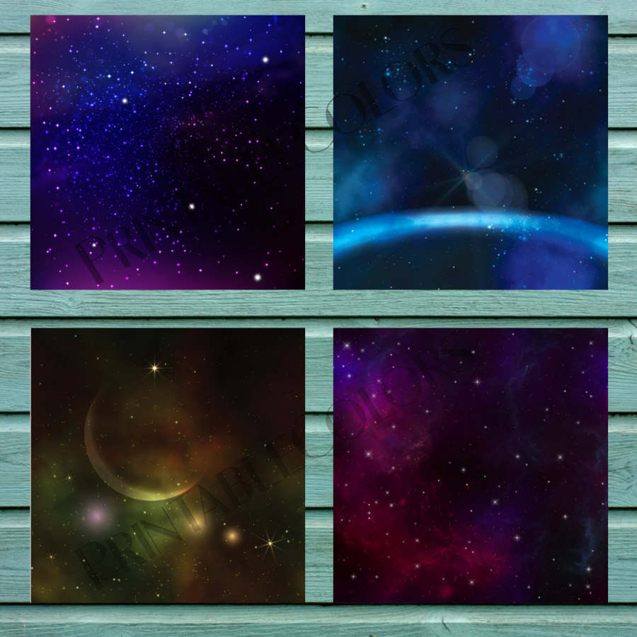 Galaxy Digital Paper, Star Scrapbook, Instant Download, Starry Sky ...