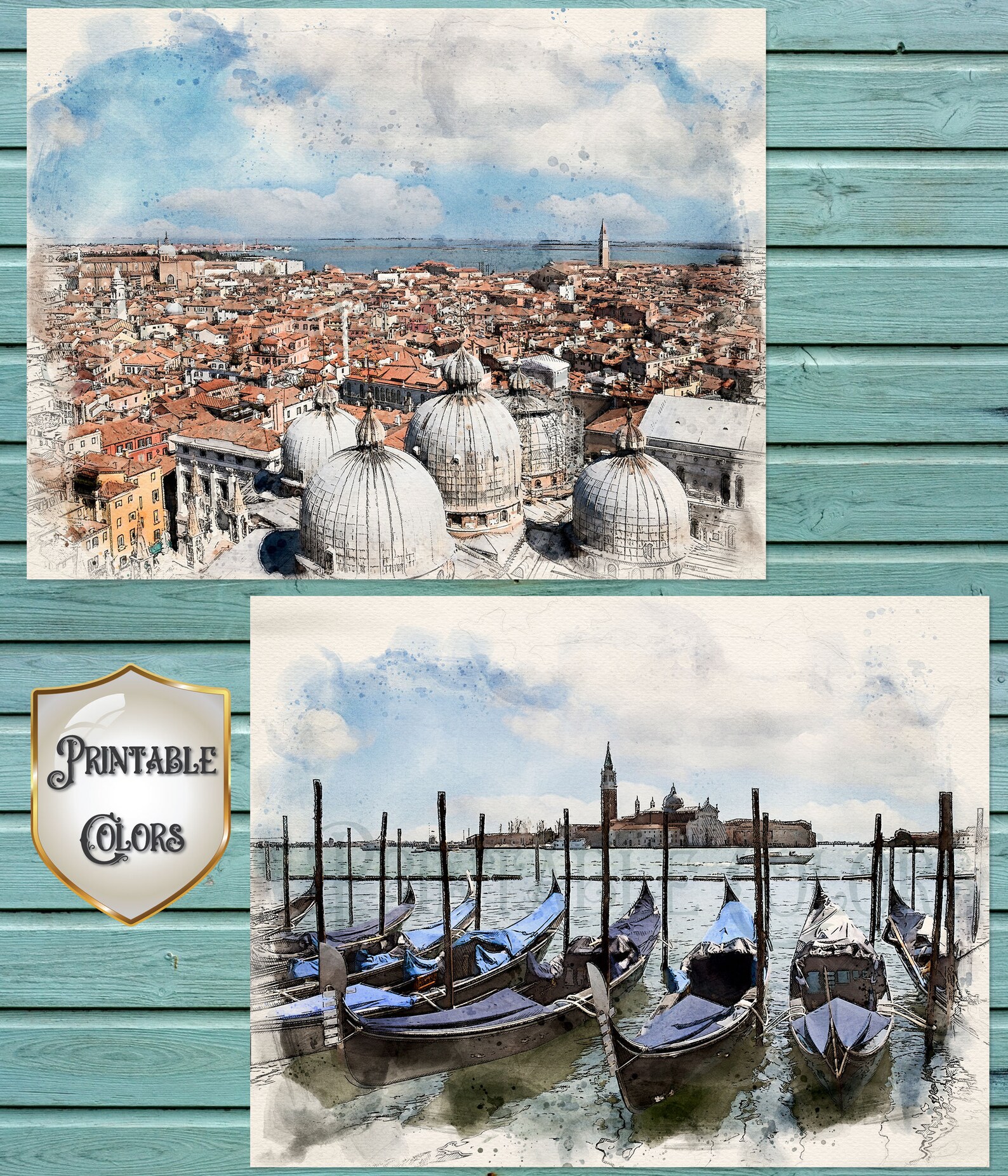 Watercolor Venice Junk Journal - Digital Download - Venice Scenes for ...