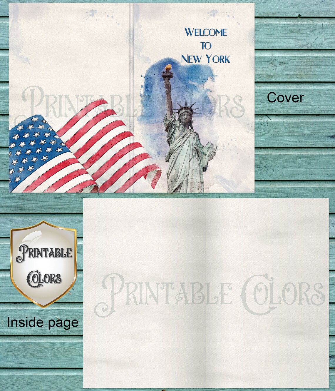 Watercolor New York Journal Ephemera - Digital Download - NYC Ephemera ...