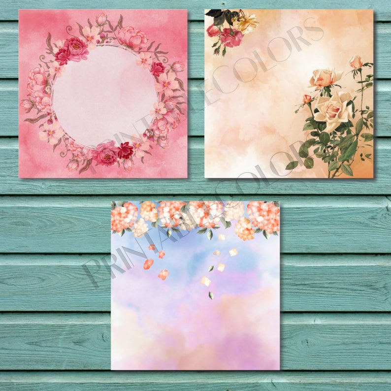 Floral Watercolor Digital Paper, Digital Download, Spring, Roses ...