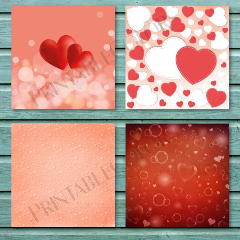Valentine Digital Papers, Digital Download, Valentine Backgrounds ...