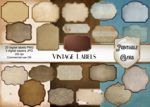 Vintage labels clipart digital download ancient frames for | Etsy