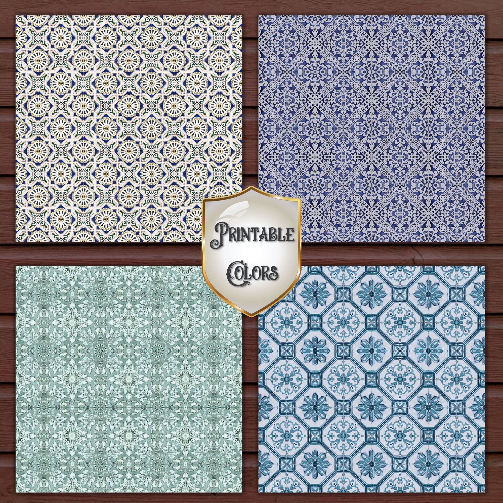 Seamless Ancient Tiles Digital Paper for Scrapbooking and Decoupage ...