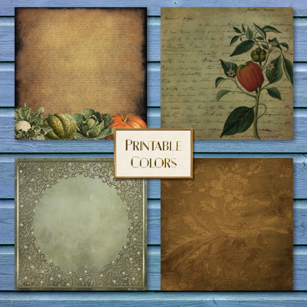 Fall Digital Paper - Vintage Fall - Digital Download - Floral Paper ...