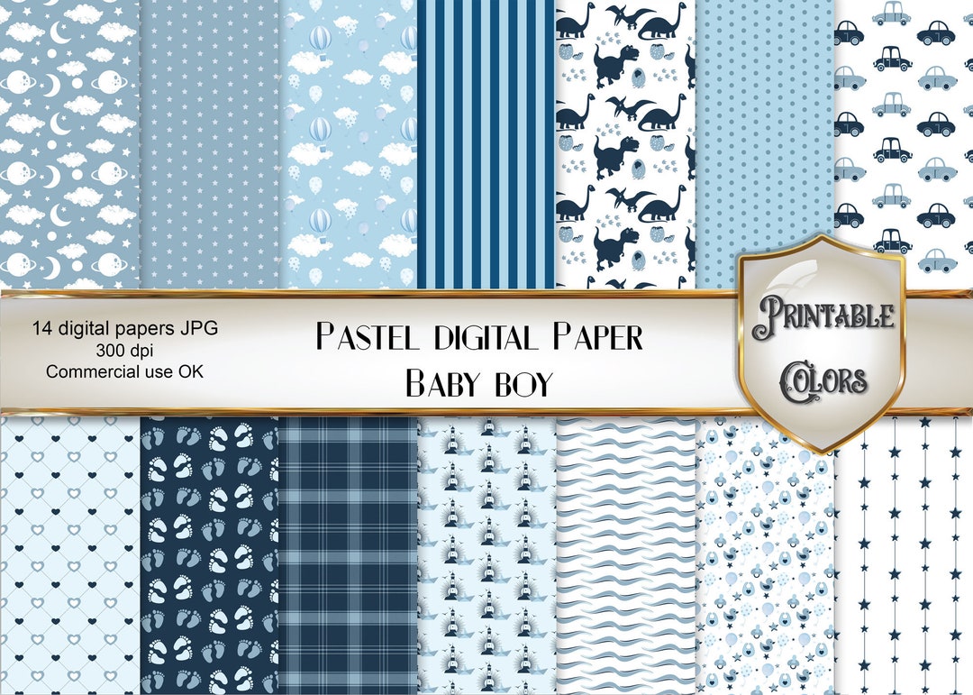 Light Blue Paper Baby Boy, Seamless Digital Background for Scrapbooking ...