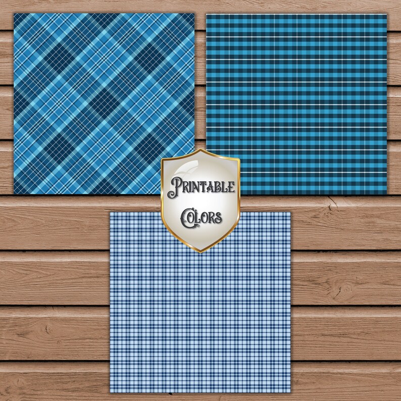 Seamless Blue Winter Tartan Digital Paper for Scrapbooking and ...