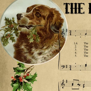 Vintage Christmas Sheet Music Digital Paper for Scrapbook, Decoupage ...