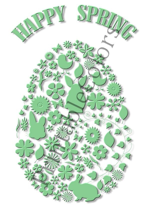 Digital Download, Instant Download, Printable Art, Happy Spring, Bunny ...