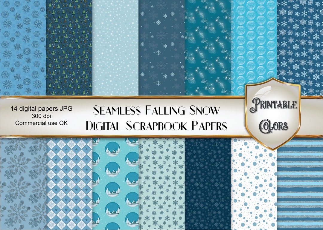 Seamless Falling Snow Digital Paper - Digital Download - Winter ...