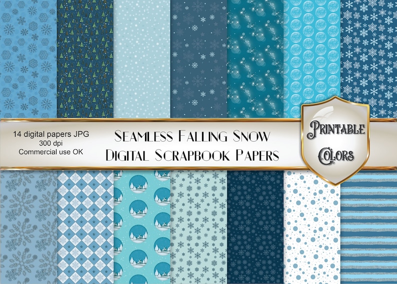 Seamless Falling Snow Digital Paper - Digital Download - Winter ...