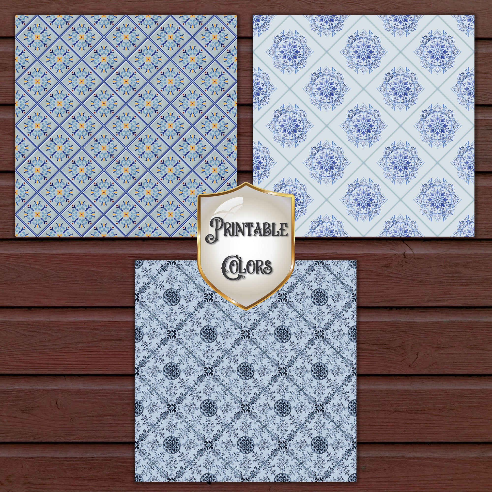 Seamless Ancient Tiles Digital Paper for Scrapbooking and Decoupage ...