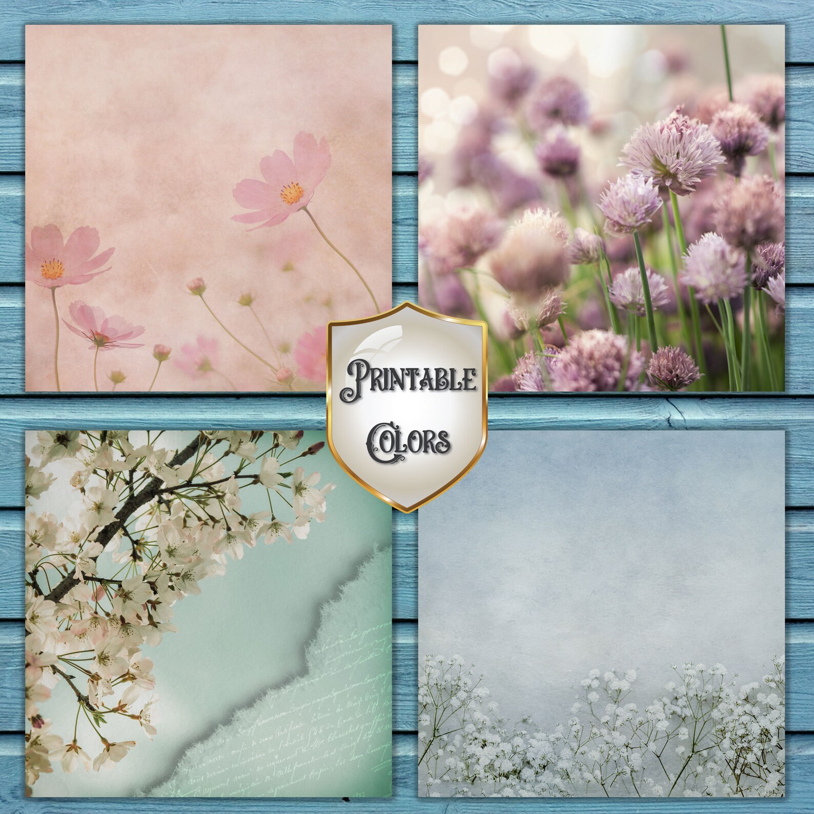 Vintage Spring Digital Paper for Scrapbooking and Decoupage. Commercial ...