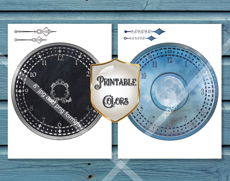 Printable Vintage Clocks, Digital Faces and Hands for Scrapbook ...