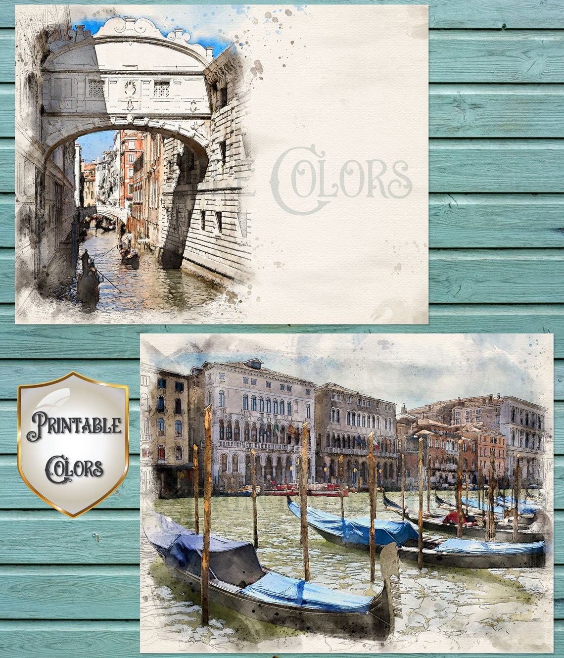Watercolor Venice Junk Journal - Digital Download - Venice Scenes for ...