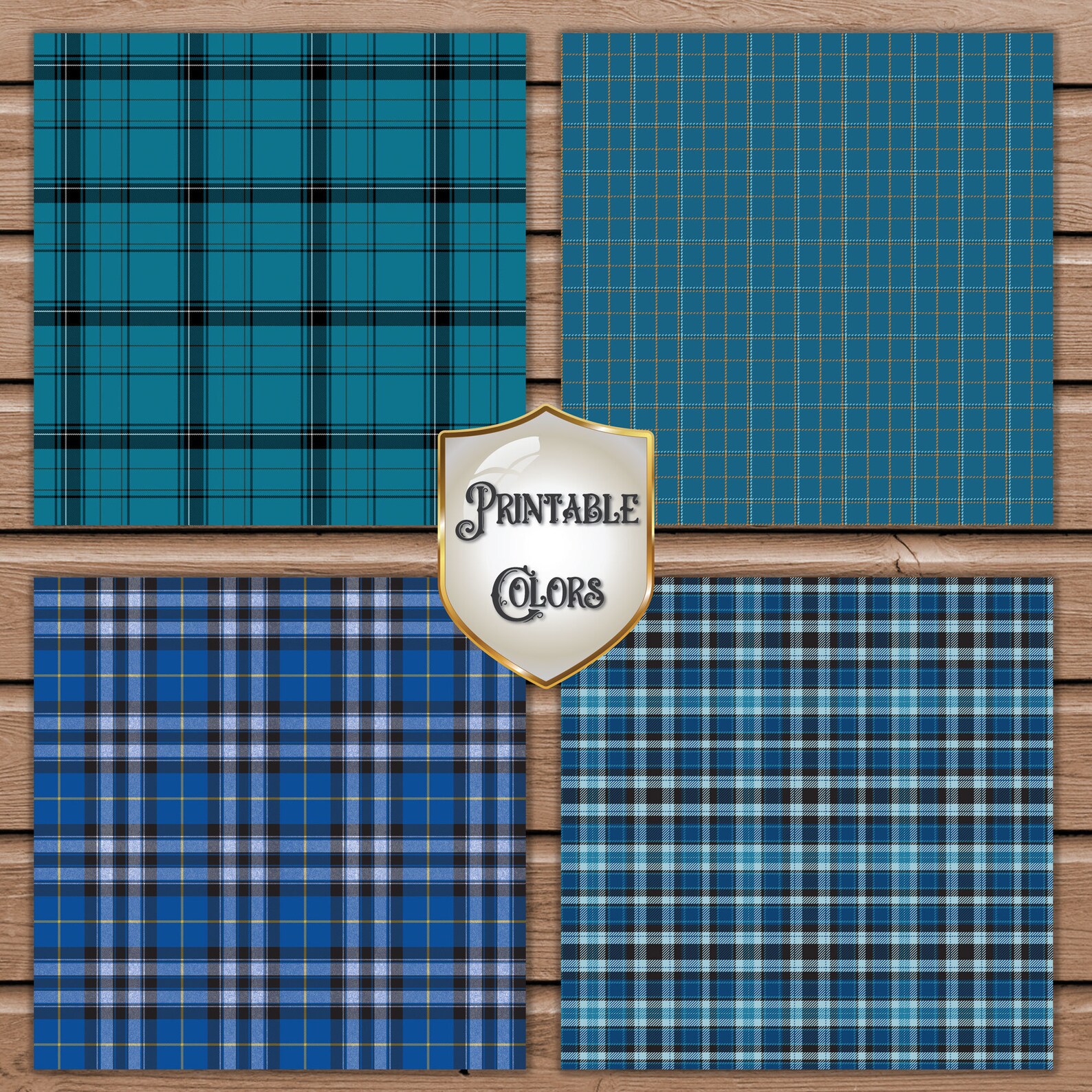 Seamless Blue Winter Tartan Digital Paper for Scrapbooking and ...