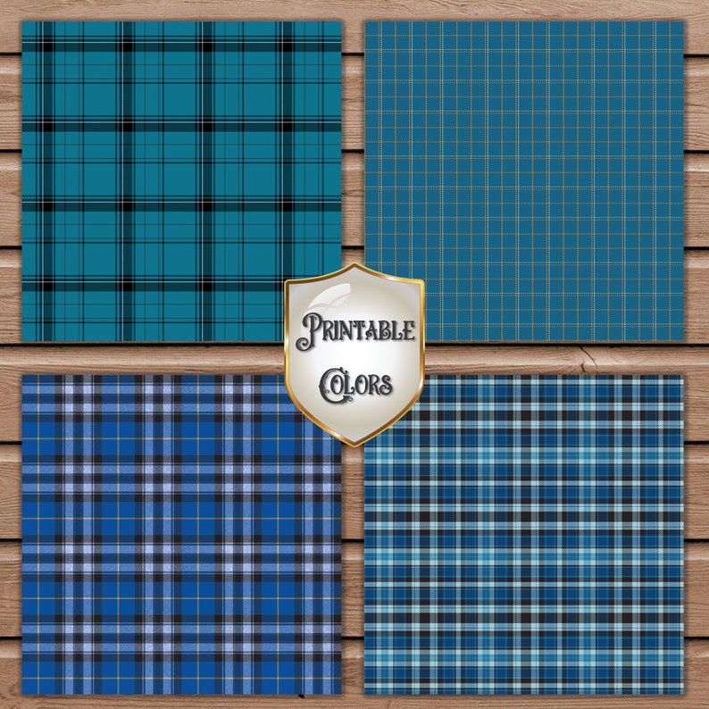Seamless Blue Winter Tartan Digital Paper for Scrapbooking and ...