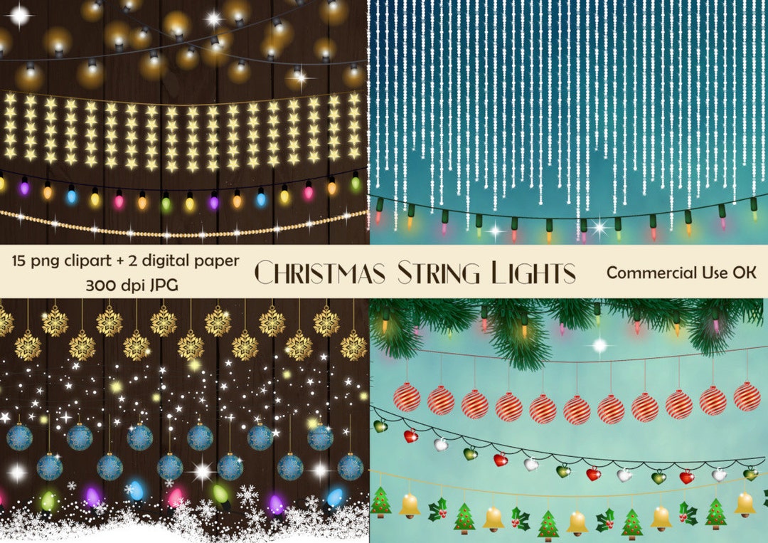 Christmas Lights Clipart, Digital Download, Lights Clipart, Lights Clip ...