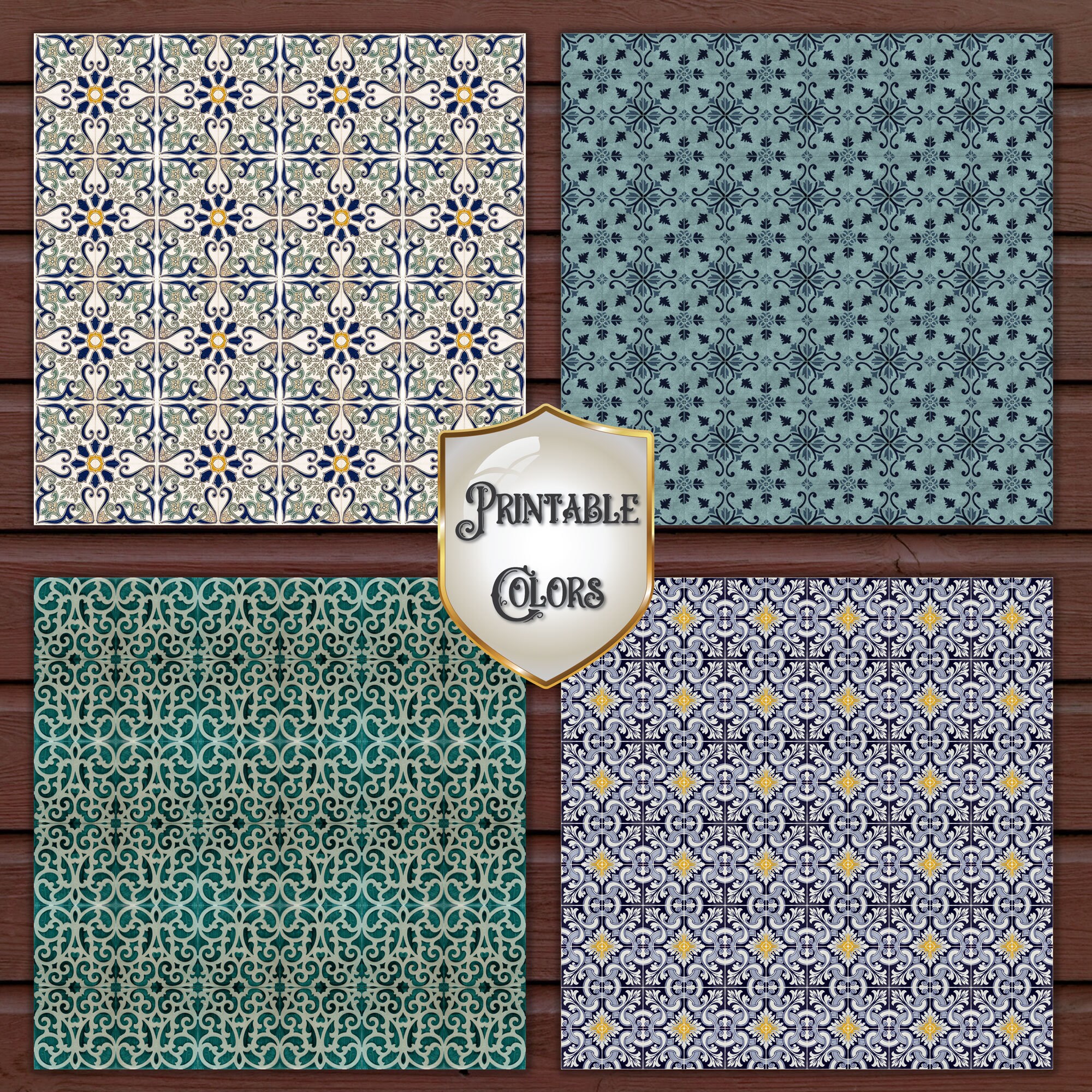 Seamless Ancient Tiles Digital Paper for Scrapbooking and Decoupage ...