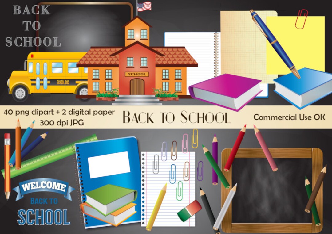 Clipart Back to School Digital Download, Instant Download, School ...