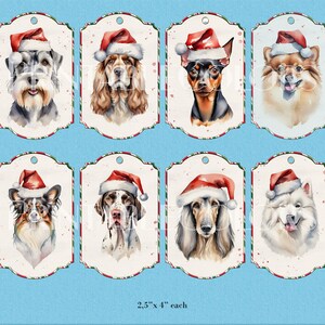 Dogs at Christmas Digital Labels, Printable Dog Labels With Santa Claus ...