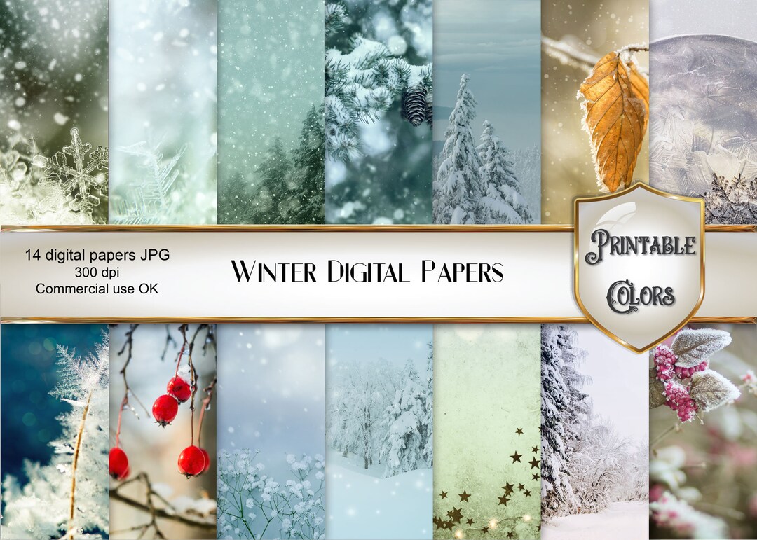 Winter Digital Paper for Scrapbooking and Decoupage. Commercial Use OK ...