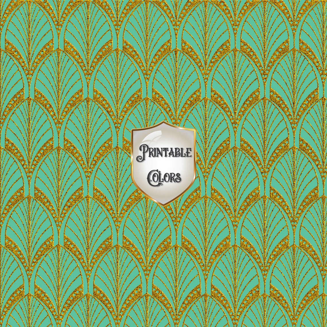 Seamless Mint Green & Gold Digital Paper, Printable Backgrounds for ...