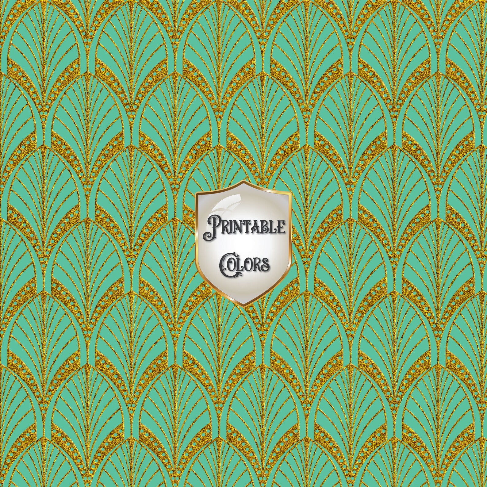 Seamless Mint Green & Gold Digital Paper, Printable Backgrounds for ...