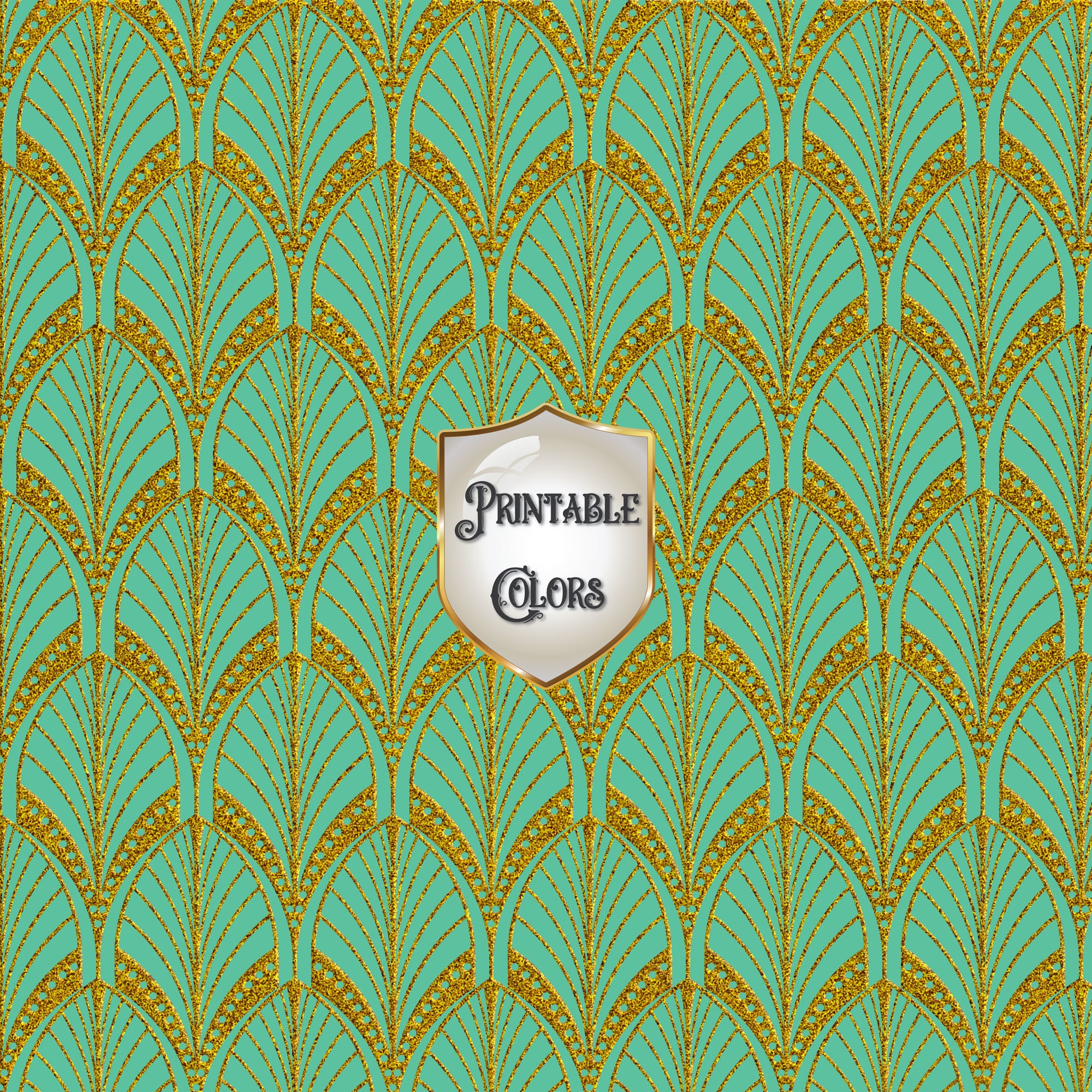 Seamless Mint Green & Gold Digital Paper, Printable Backgrounds for ...