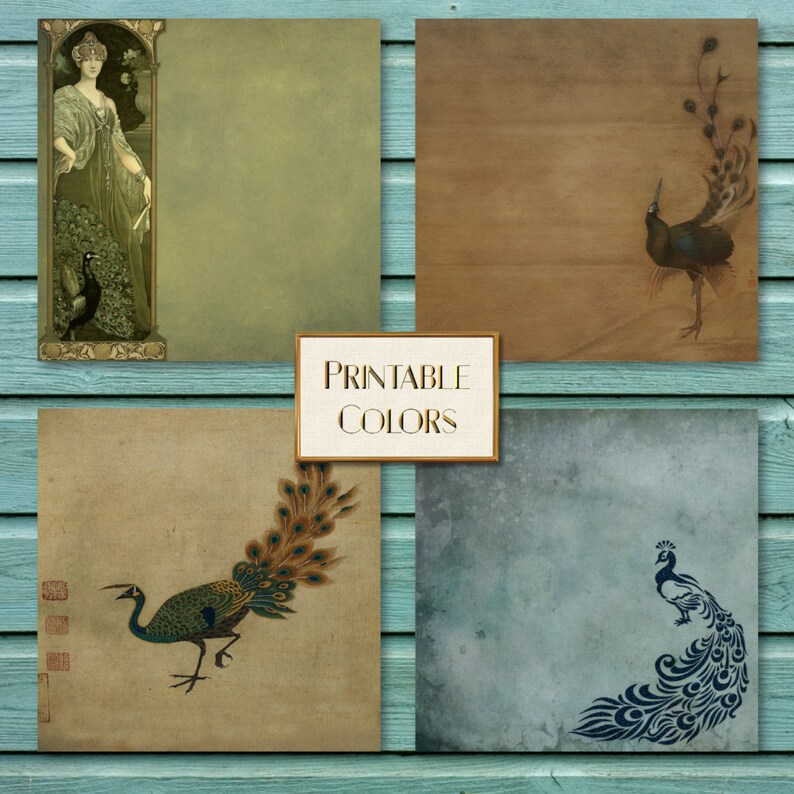 Vintage Peacock Digital Paper Digital Download Peacock Scrapbook ...