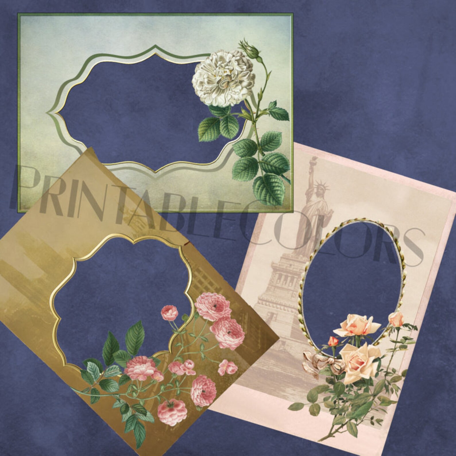 Vintage Floral Frames Clipart, Digital Download, Frames Clip Art ...