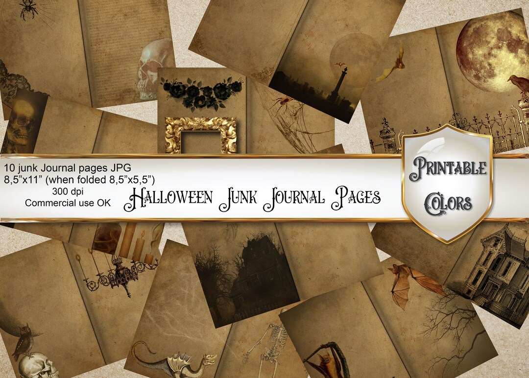 Halloween Digital Junk Journal, Vintage Halloween Digital Papers for ...