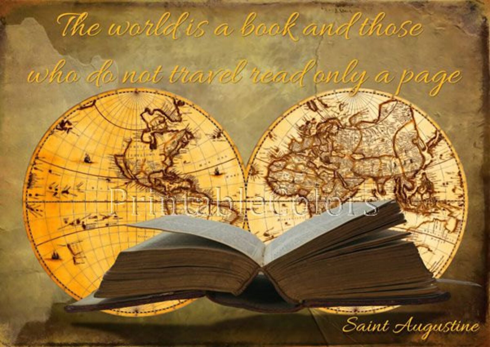 The World is a Book, Digital Download, Instant Download, Printable Art ...