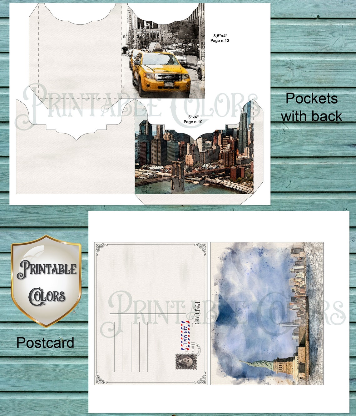 Watercolor New York Journal Ephemera - Digital Download - NYC Ephemera ...